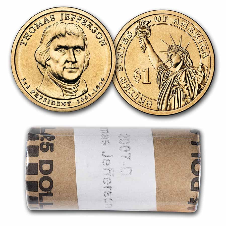 2007-D Thomas Jefferson 25-Coin Presidential Dollar Roll - Walmart.com