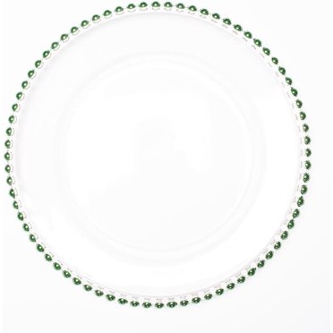 DecMode 18" Round Geometric Mosaic Inspired Green Glass Charger with ...