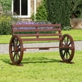 Aoxun 41'' Outdoor Garden Bench, Wooden Wagon Wheel Loveseat, Yard Park ...