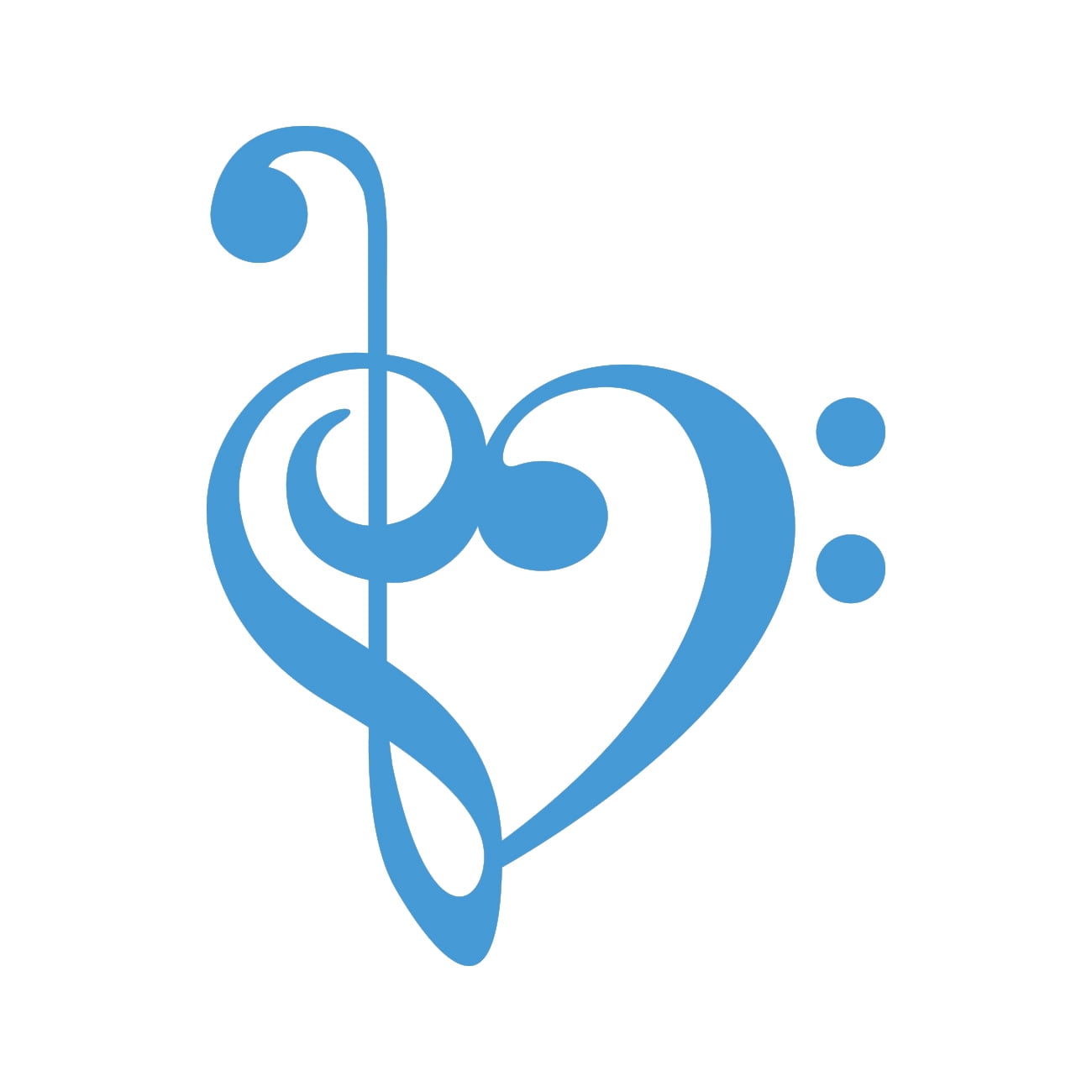 Treble Clef Heart Sticker Decal Die Cut - Self Adhesive Vinyl ...