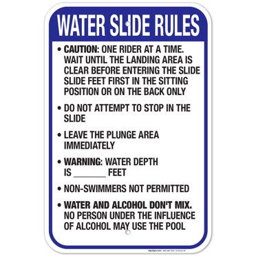 Indiana Water Slide Rules Sign, Complies With State Of Indiana Pool ...