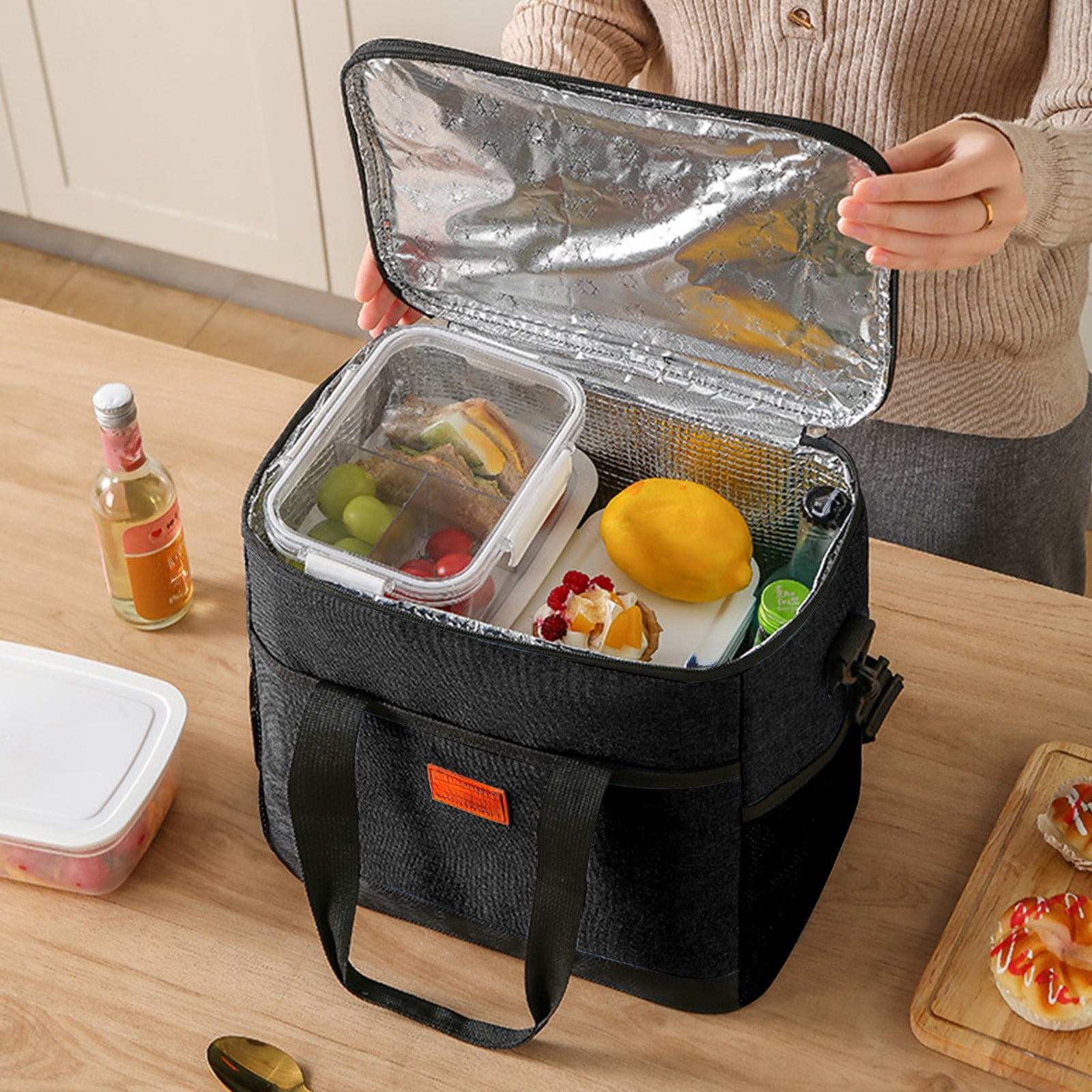 Bolsa de almuerzo con aislamiento térmico de gran capacidad, bolsa de ...
