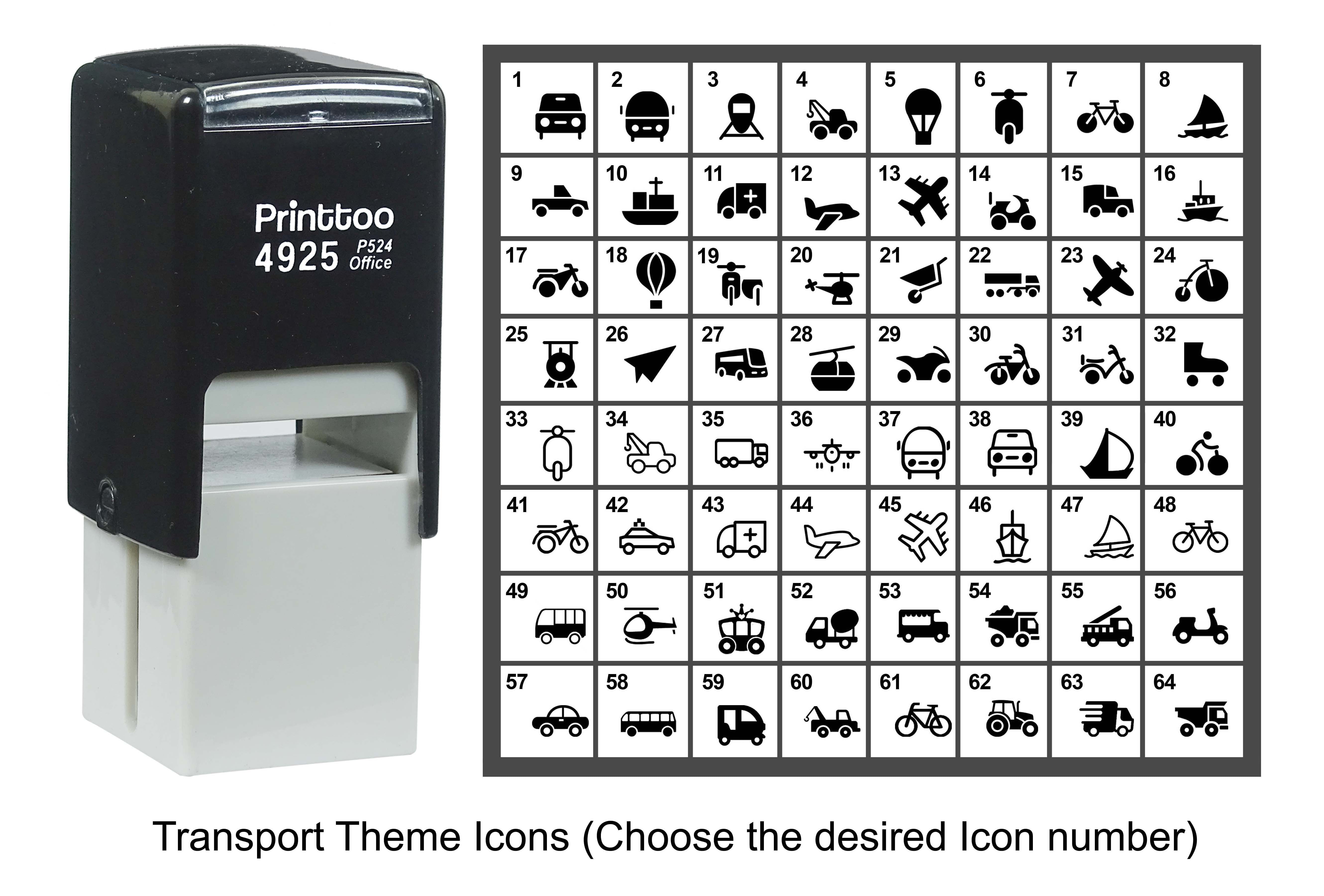 Printtoo Personalized Transport Theme Icons Rubber Stamp Self Inking ...