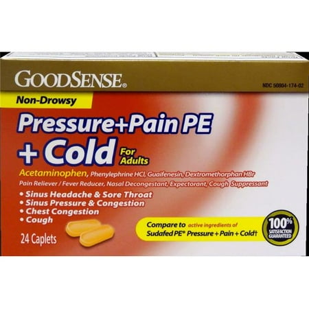 Good Sense 2331000 DDI Pressure Plus Pain PE Cold Non Drowsy Caplet ...
