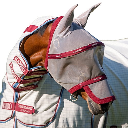 Rambo Plus Fly Mask Horse Oatmeal/Cherry/Blue - Walmart.com
