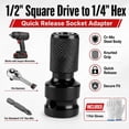 1/4" Hex Shank Socket Converter, 1/2 Inch Square Drive to 1/4 Inch Hex ...