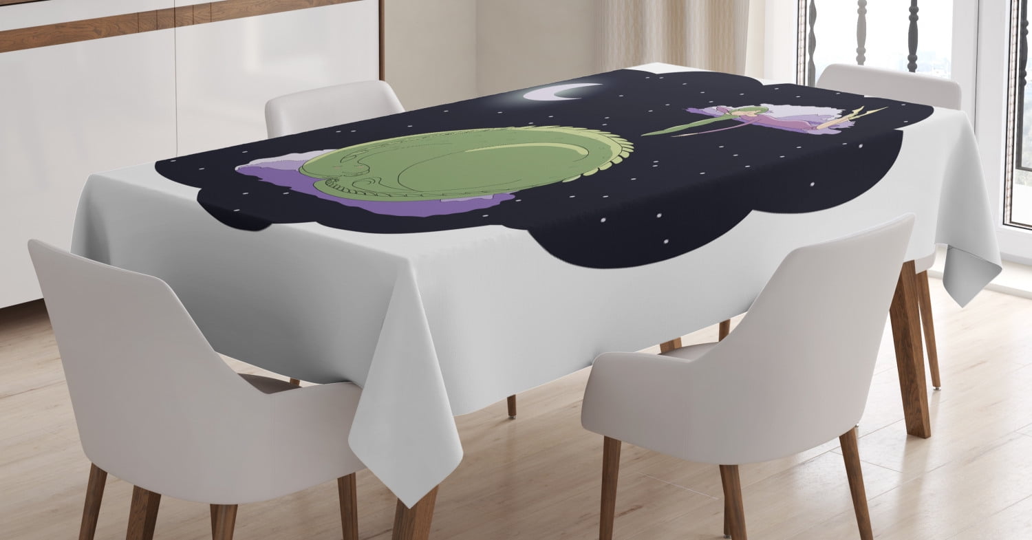 Kids Girls Tablecloth, Fantasy Night Sky with a Sleeping Girl and a ...
