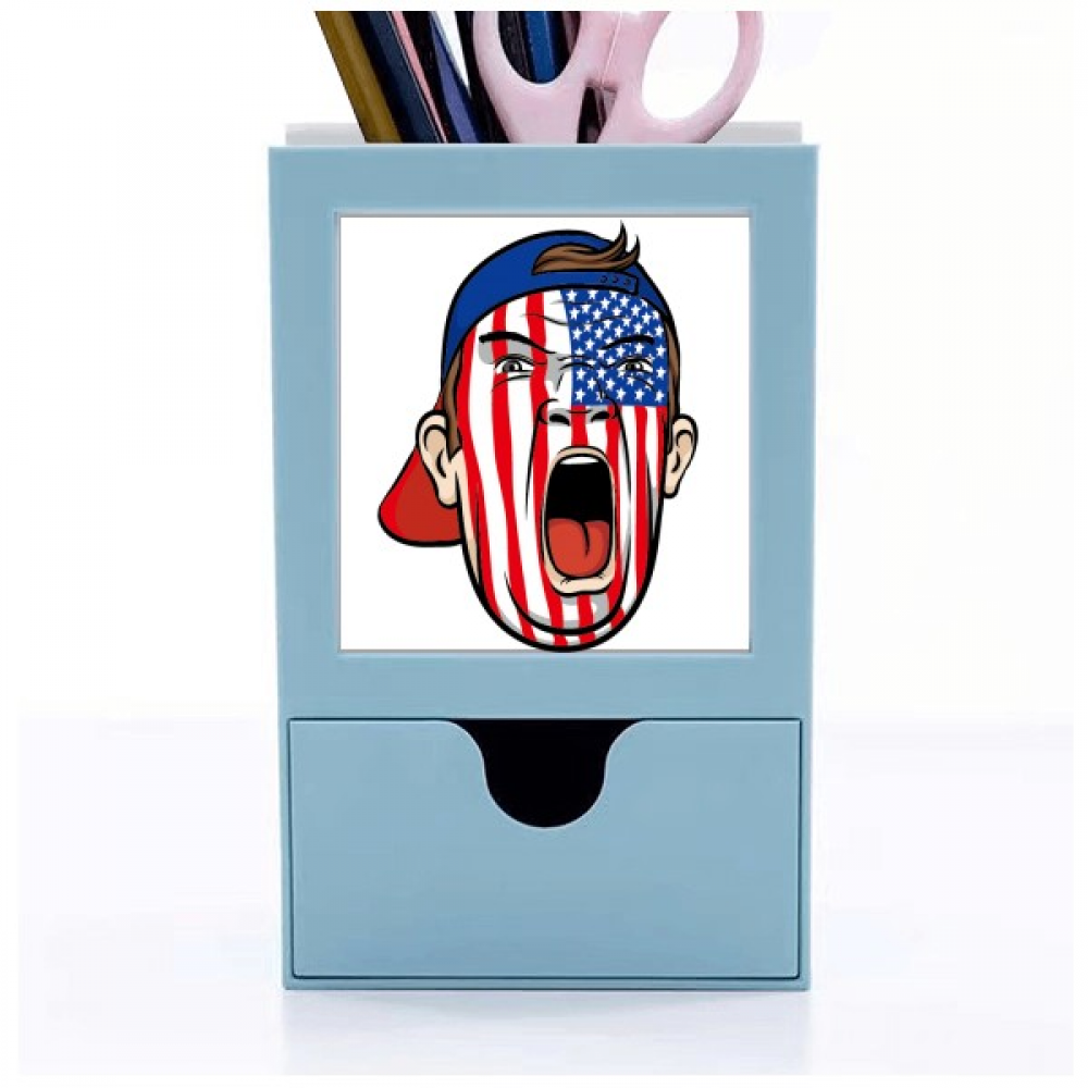 USA Flag Facial Painting Makeup Cap Desk Supplies Organizer Pen Holder ...