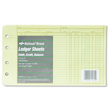 Adams 6-Ring Ledger Binder Refill Sheets, 5x8.5, Green/White, 100 ...