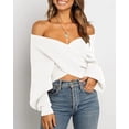BTFBM Off The Shoulder Sweater for Women Winter Fall Fashion V Neck ...