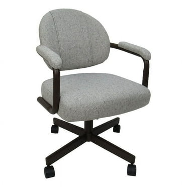 Swivel Tilt Kitchen Caster Chair with Wheels M-70 - White Vinyl - Black ...