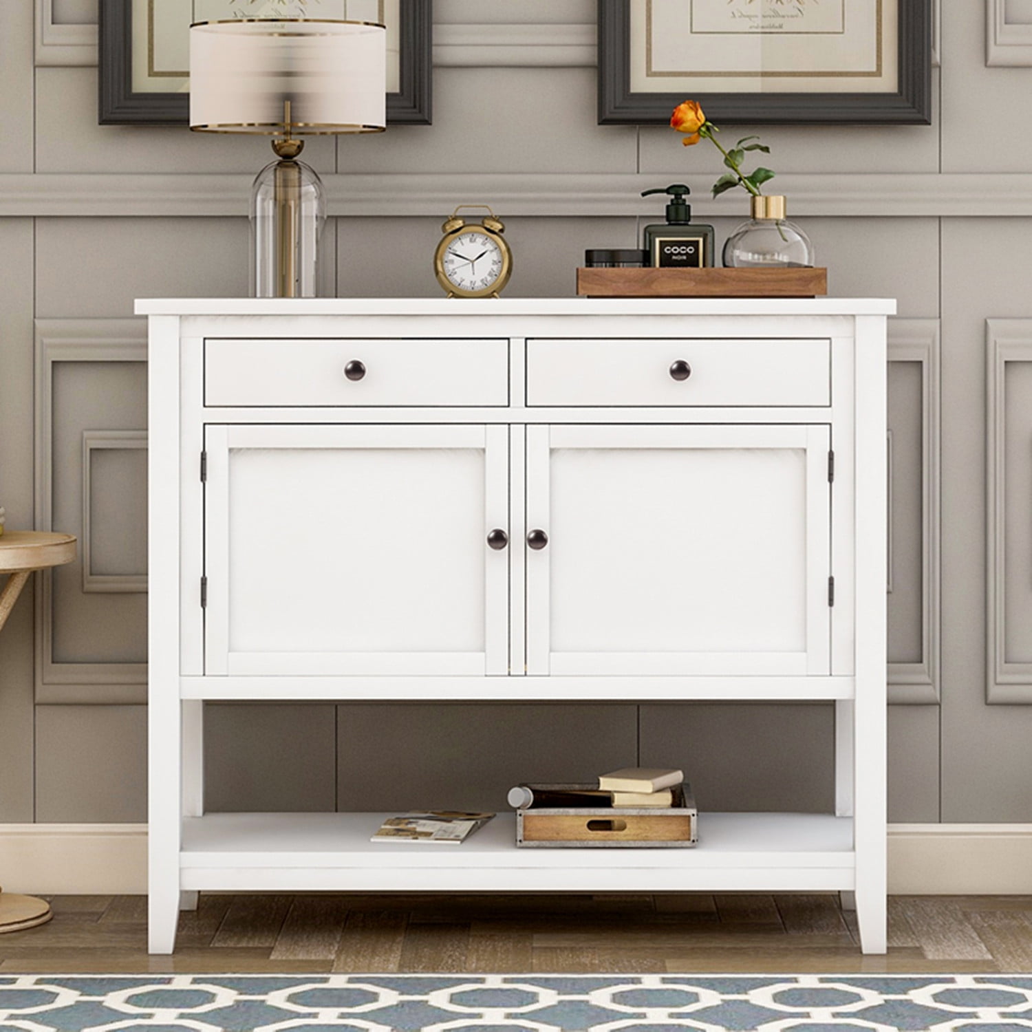 Console Table with 2 Drawers and Cabinet, 39'' Modern Buffet Sideboard ...