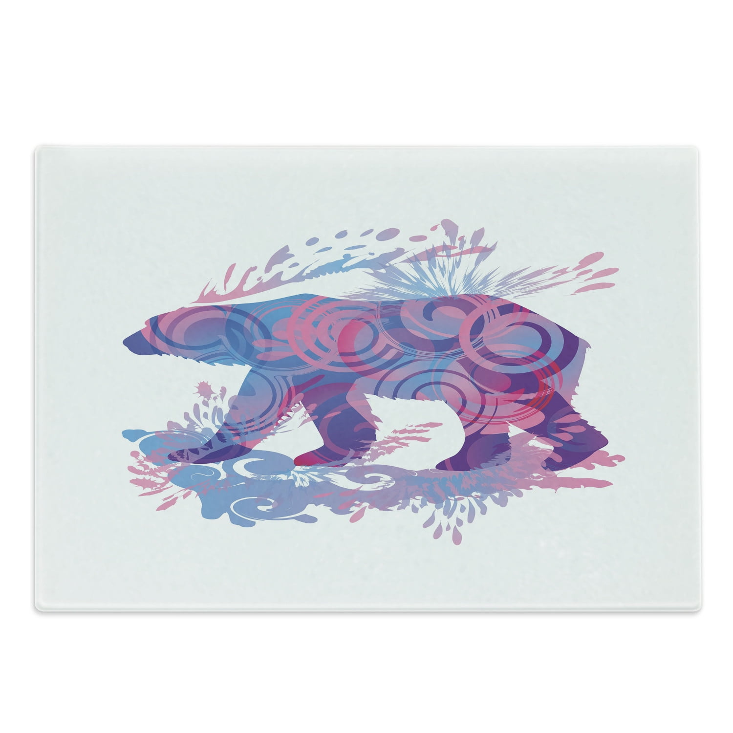 Bear Cutting Board, Abstract Silhouette with Swirls Color Splashes ...