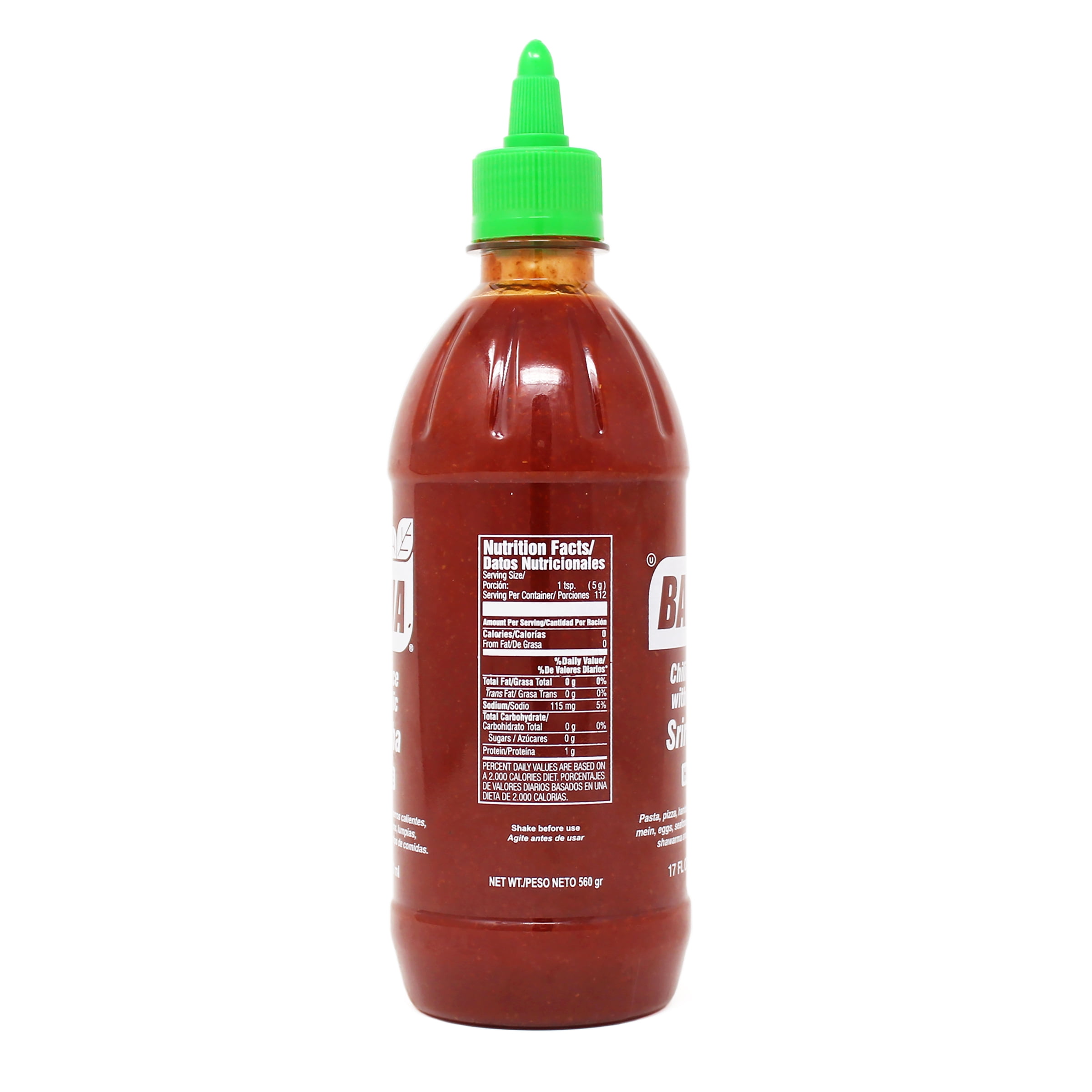 Sriracha Nutrition Label