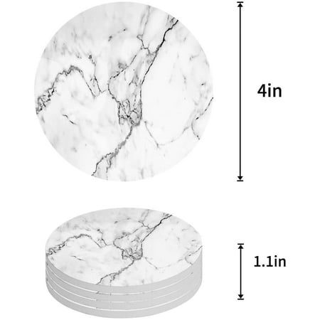 RYLABLUE Marble Set of 8 Round Coaster for Drinks, Absorbent Ceramic ...