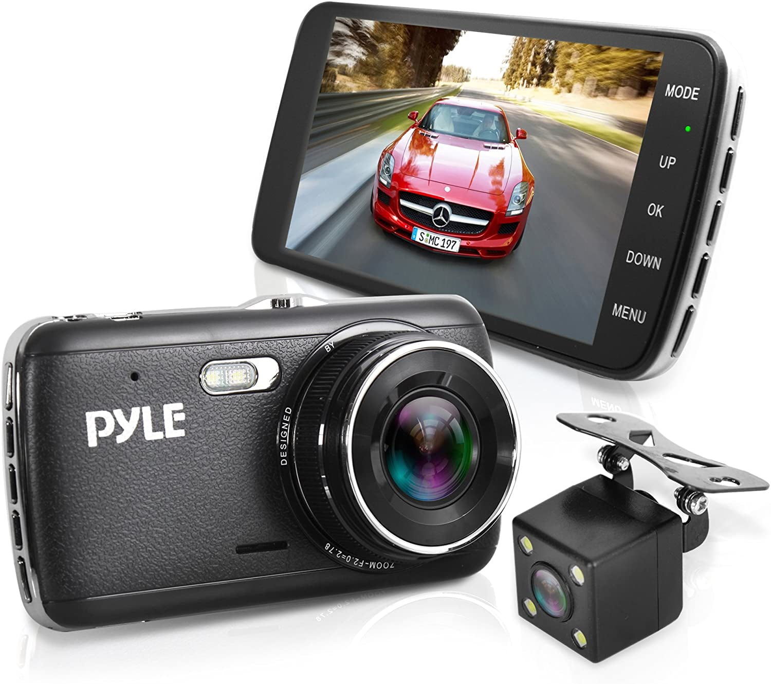 Pyle PLDVRCAM44 Dash Cam Rearview Mirror Monitor - 4.0” IPS Screen DVR ...