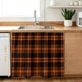 Black Orange Grid Cabinet Curtains 28"W x 35"L, Fall Minimalist Orange ...