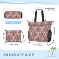 Brown Abstract Pattern on Pink Background Beach Bag Travel Tote Bag ...