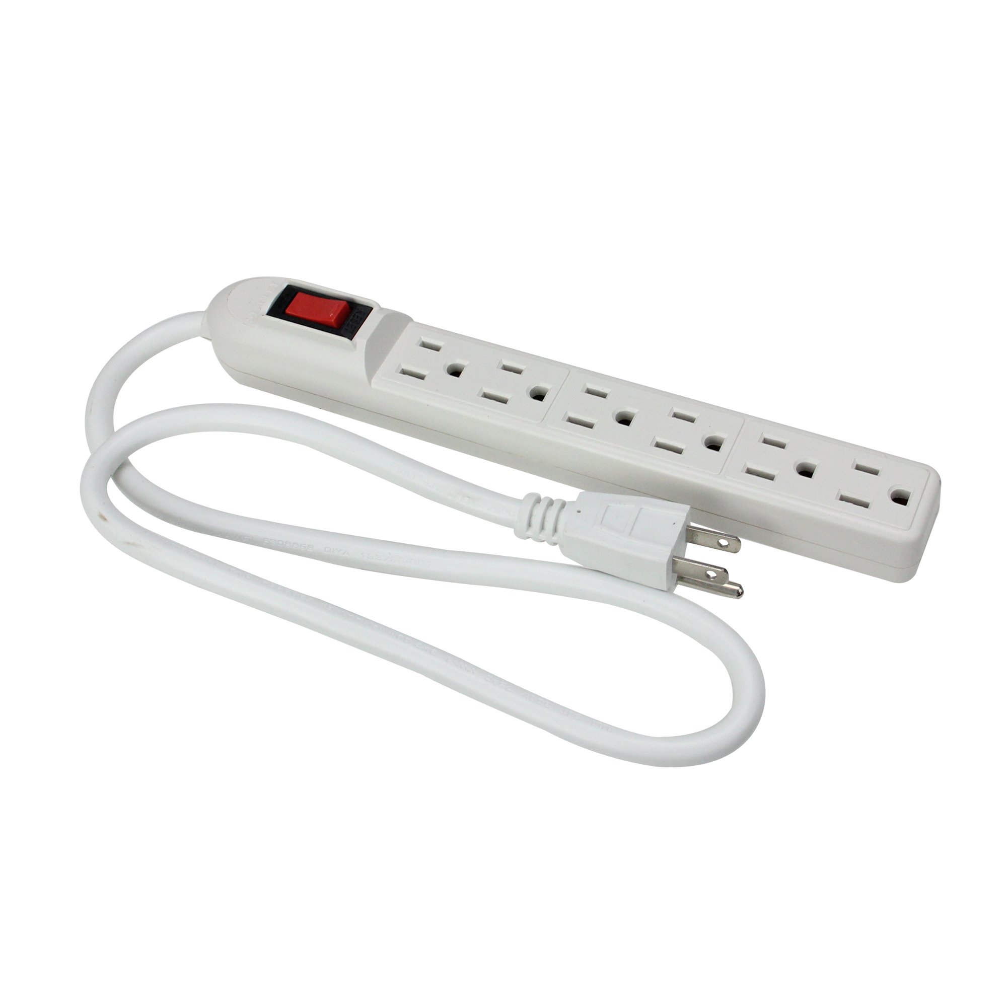 2.5' Stanley Powermax 6-Outlet White Grounded Electric Power Strip ...