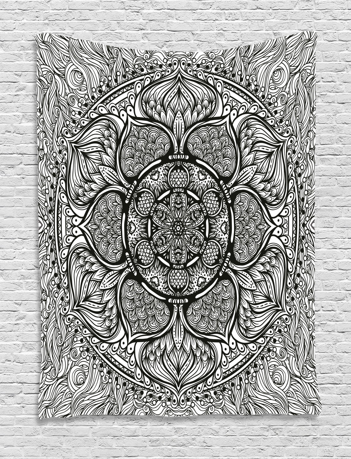 India Tapestry, Mandala Inspired Ethnic Artwork Hand Drawn Indian ...