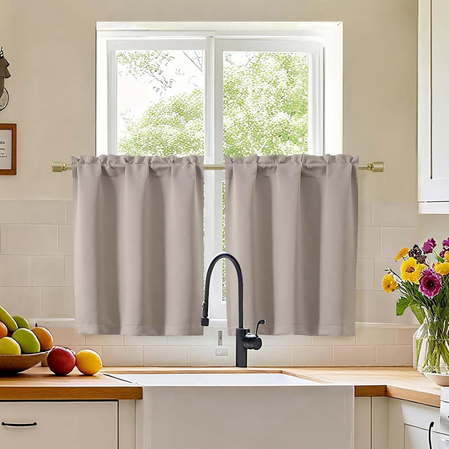Click here for Siabc-Stone Blackout Curtains 30 Inch Length 2 Pan... prices