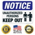 Notice Unauthorized Persons Keep Out Sign , OSHA Sign, 18x24 Reflective ...