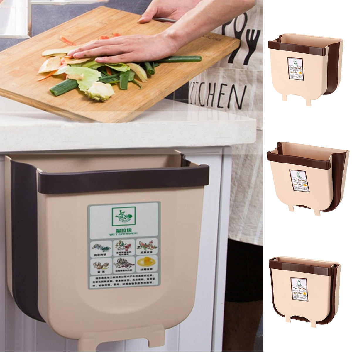 Foldable Hanging Trash Can Garbage Rubbish Bin Waste Storage Basket ...