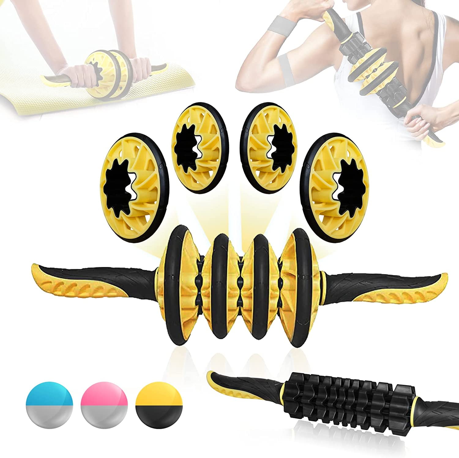 Yes4All Multifunctional Ab Roller, Black/Yellow - Walmart.com
