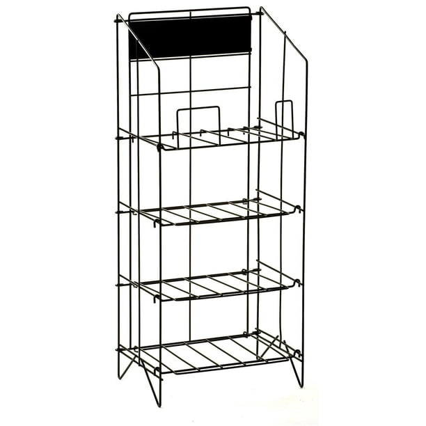 Displays2go Wire Newspaper Stand with 4 Shelves, Free-Standing ...