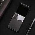 2 Pack Magnetic PU Stainless Steel Business Card Holder, Flip Pocket ...