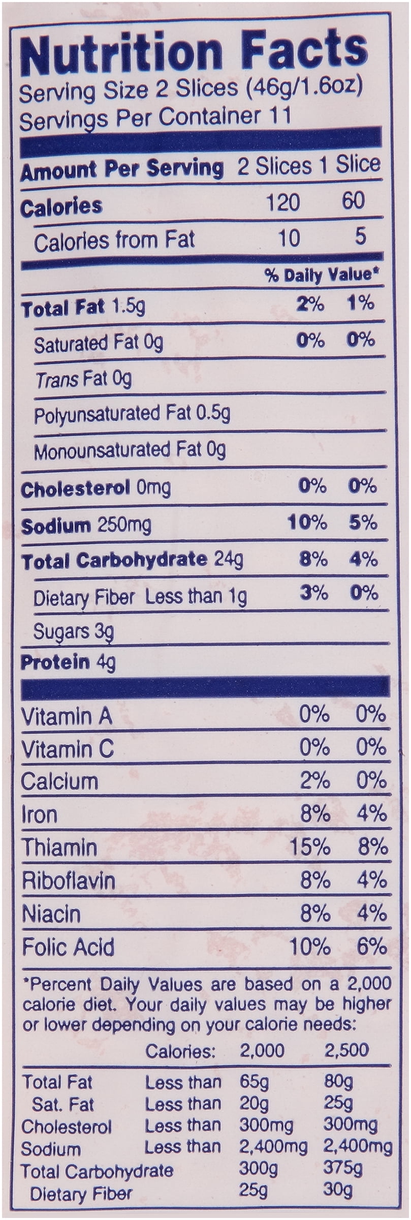 Wonder Wheat Bread Nutrition Label Besto Blog