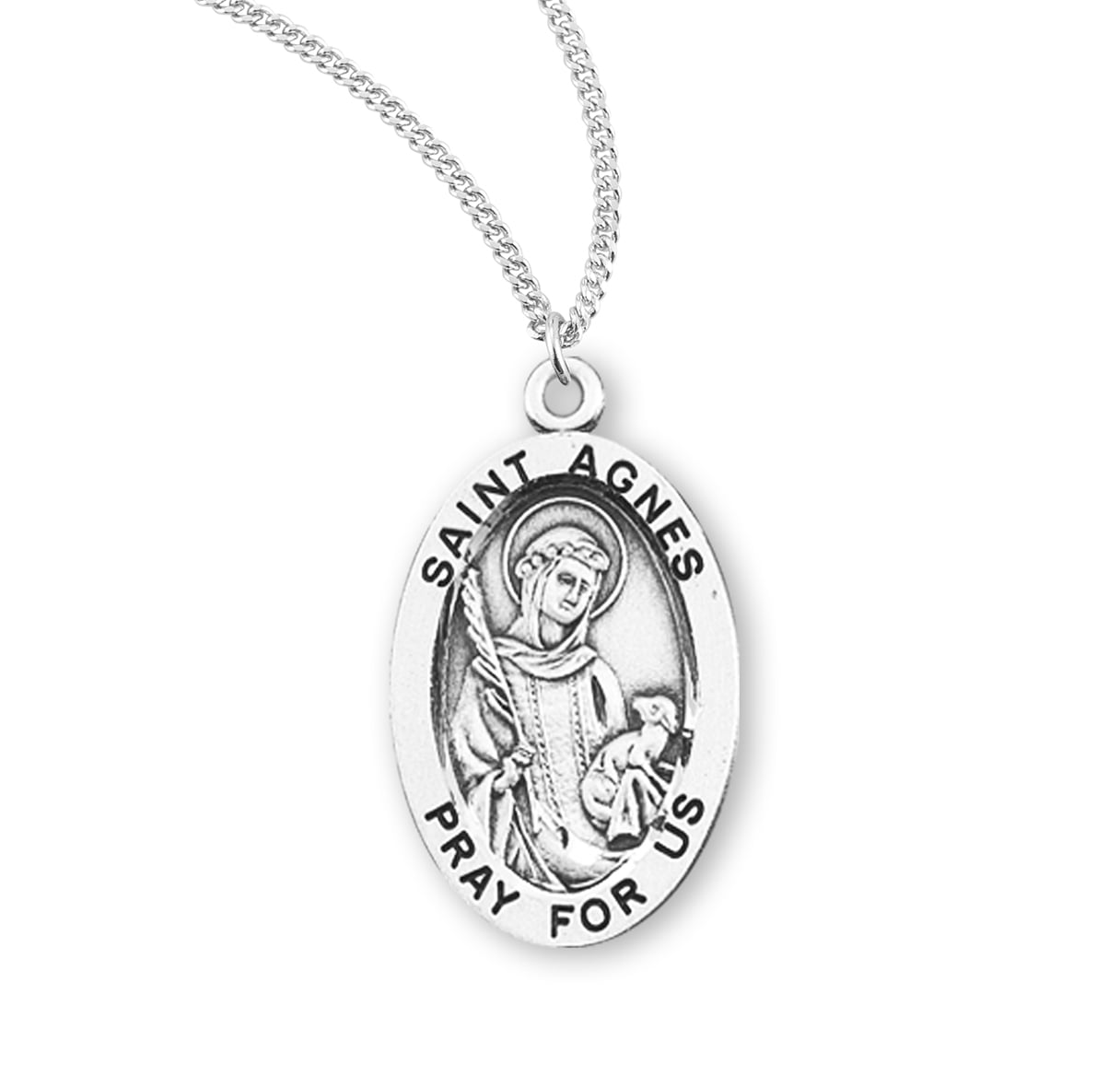 St. Agnes Sterling Silver Medal Necklace - Walmart.com