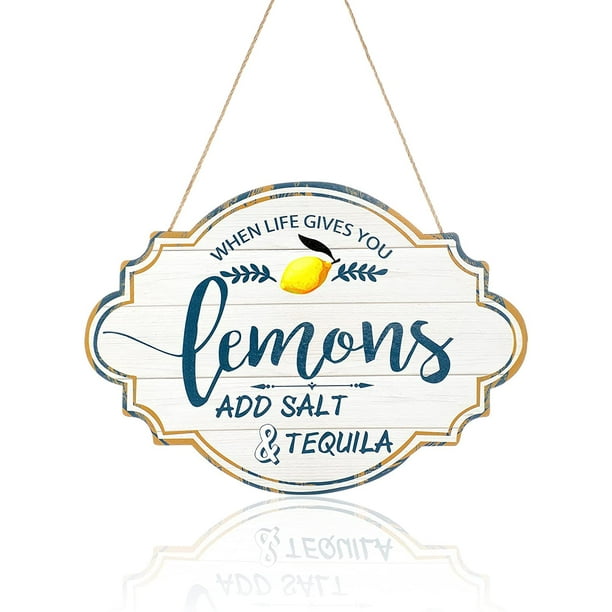 Vintage Lemon Wood Sign Hanging When Life Gives You Lemons Add Salt and ...