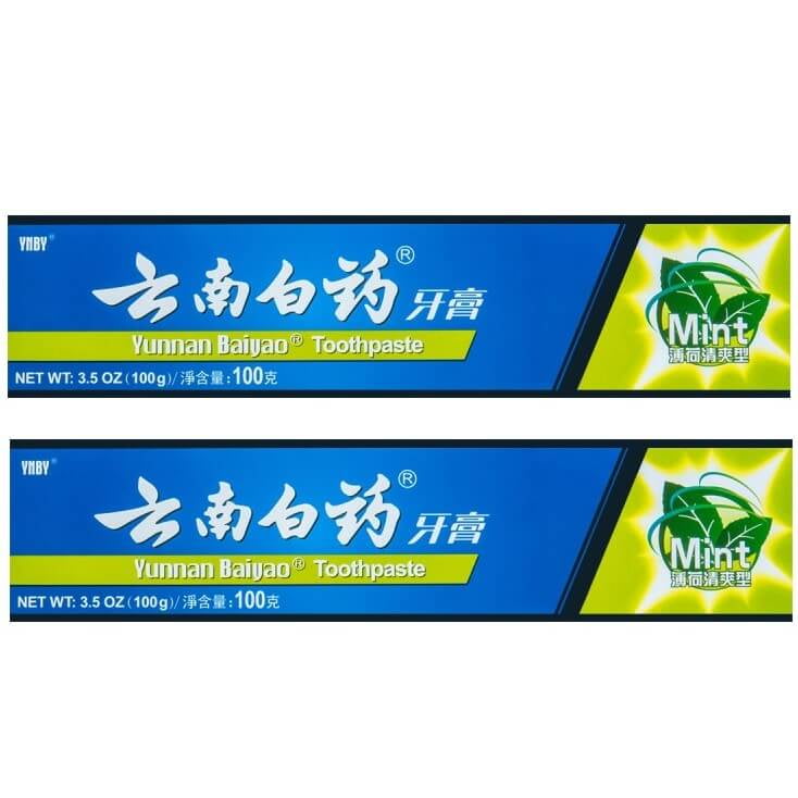2 Boxes Yunnan Baiyao Mint Toothpaste (100g)+Whitening (30g) - Walmart.com