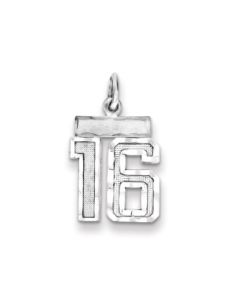 925 Sterling Silver Small #16 Pendant Charm Necklace Sport Fine Jewelry ...