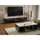 IKIFLY Modern LED TV Stand for 85+ inch TV, Black Slate Entertainment ...