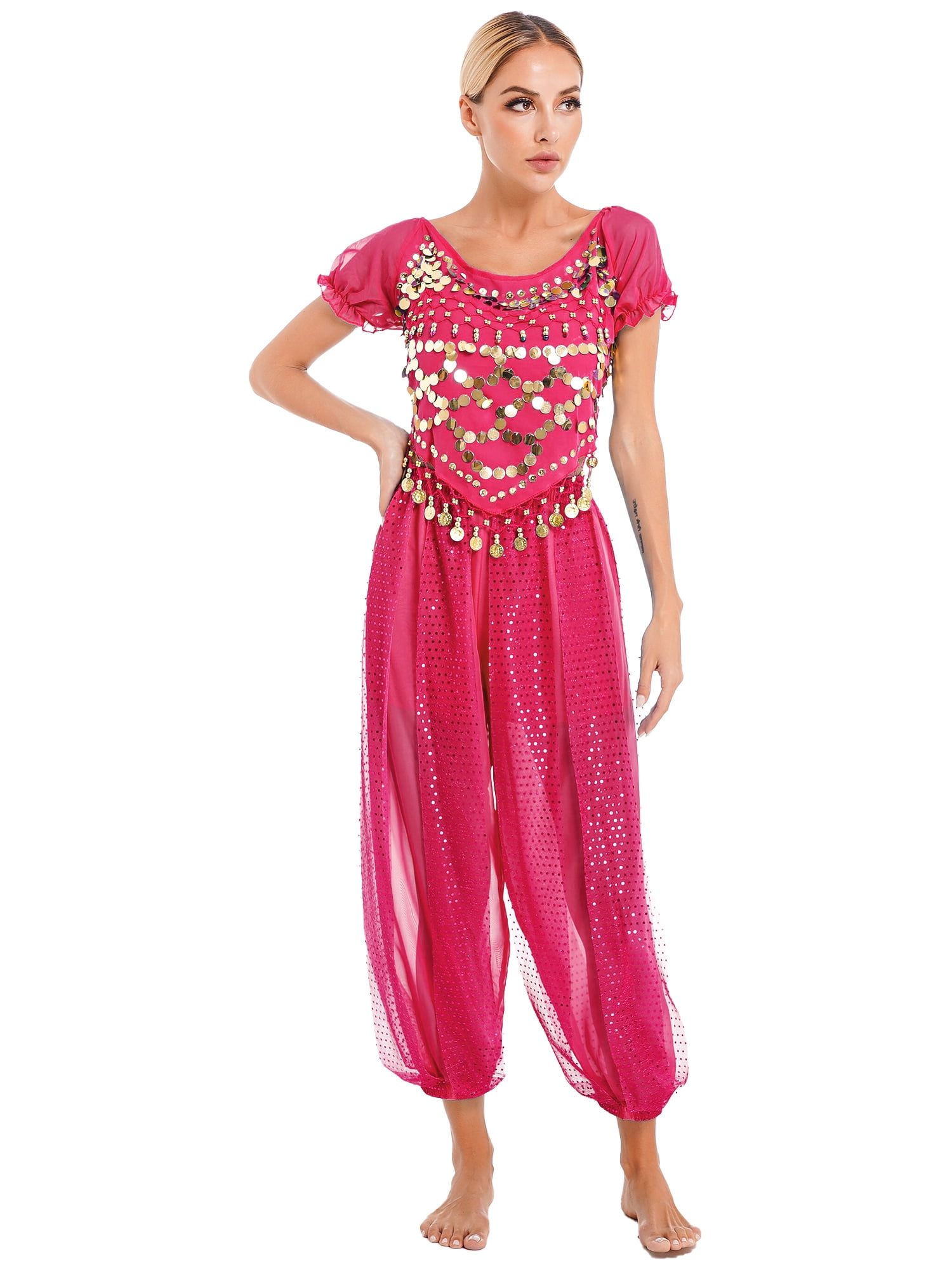 Renvena Womens Belly Dancer Costume Halloweem Performance Lace Up Back