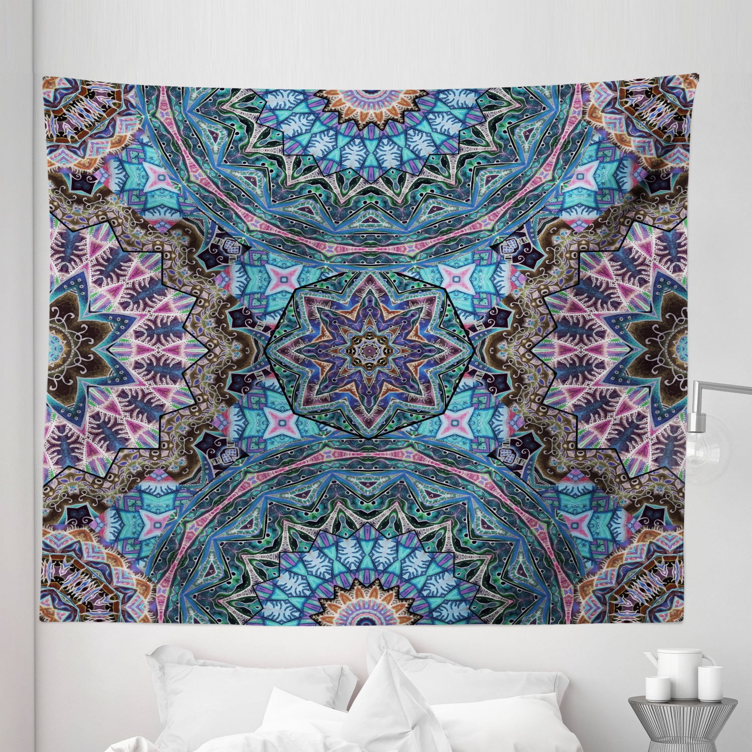 Mandala Tapestry, Oriental Psychedelic Starry Eastern Colorful ...