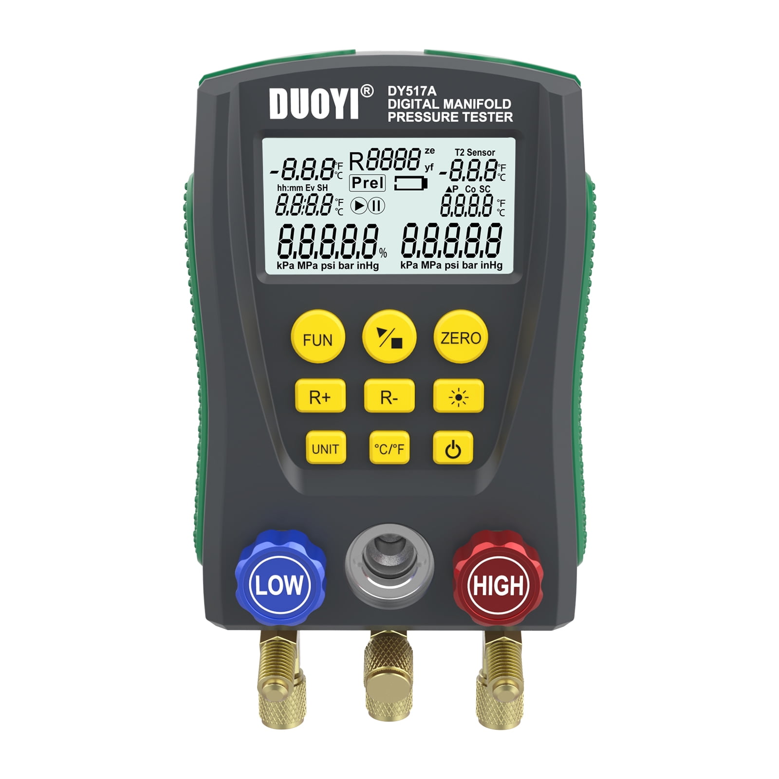 DUOYI Digital Manifold Gauge 2-Valve HVAC Vacuum Refrigeration Meter ...