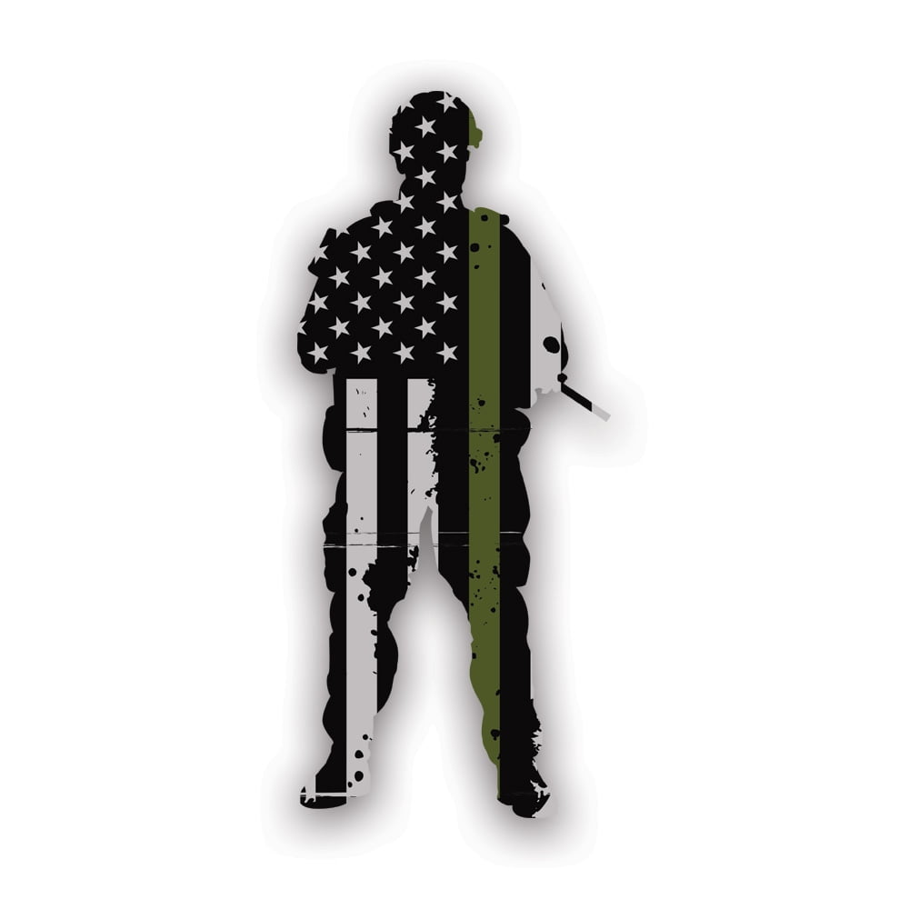 Tattered Thin Green Line American Flag Military Sticker Decal - Self ...