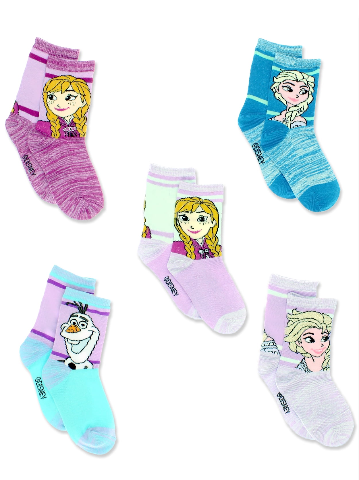 Disney Frozen Elsa Anna Girls Toddler 5 Pack Socks Set FZ098GCC ...