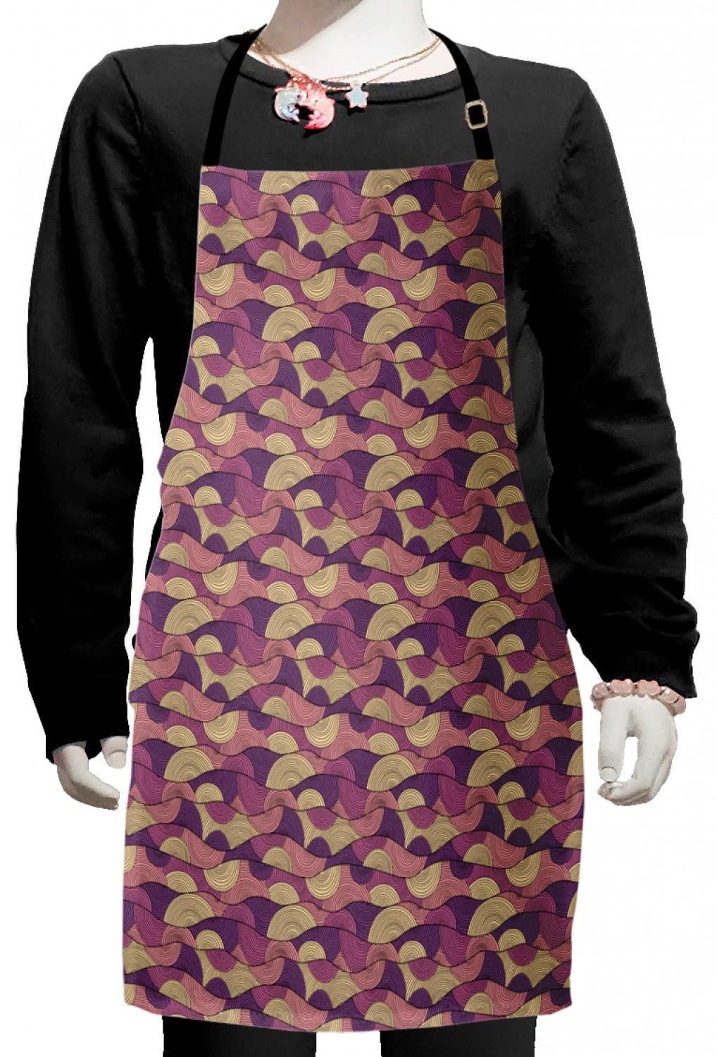 Abstract Kids Apron, Horizontal Wave Forms Ornamented with Overlapping ...
