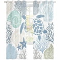 Blue Sea Turtle Sheer Curtains 84 Inch Long 2 Panels, Nautical Ocean ...
