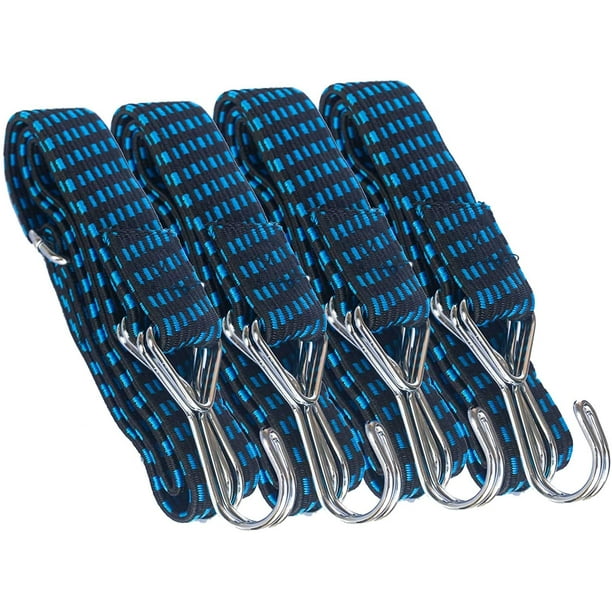 Adjustable Flat Bungee Cords With Hooks, Bungee Straps with Anti-Rust ...