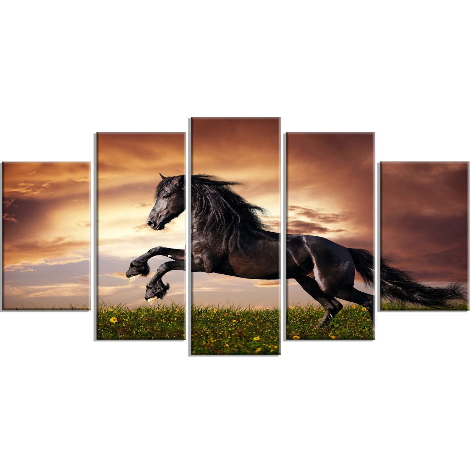 Click here for Designart Design Art Black Friesian Horse Gallop C... prices