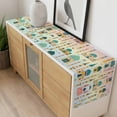 Cartoon Castle Table Runner 13x72 inch Green Pink Gradient Cotton Linen ...
