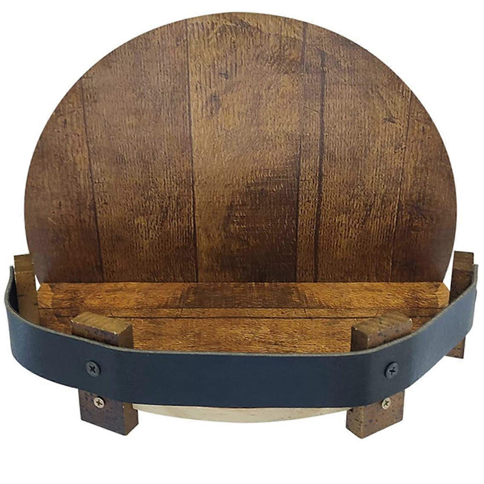 Wooden Vintage Whiskey Barrel Shelf Rustic Wall-Mounted Bourbon Liquor ...