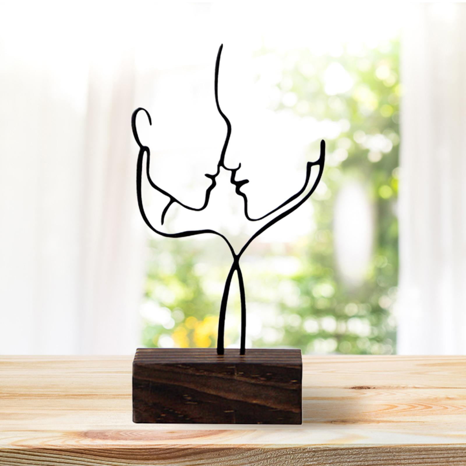 Abstract Face Sculpture Statue Metal Line Figure Character Handmade Art ...