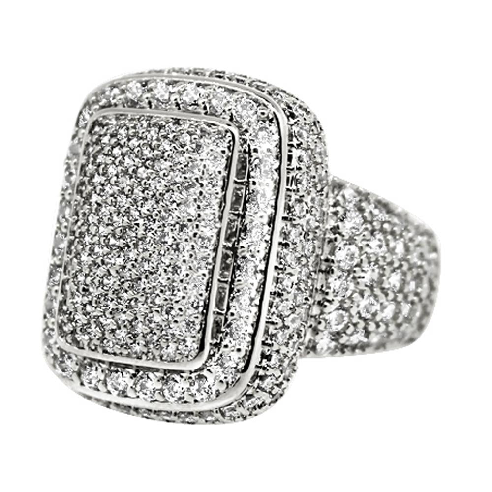 HipHopBling - Cocktail Chunky Ice Bling Bling CZ Mens Ring in Rhodium ...