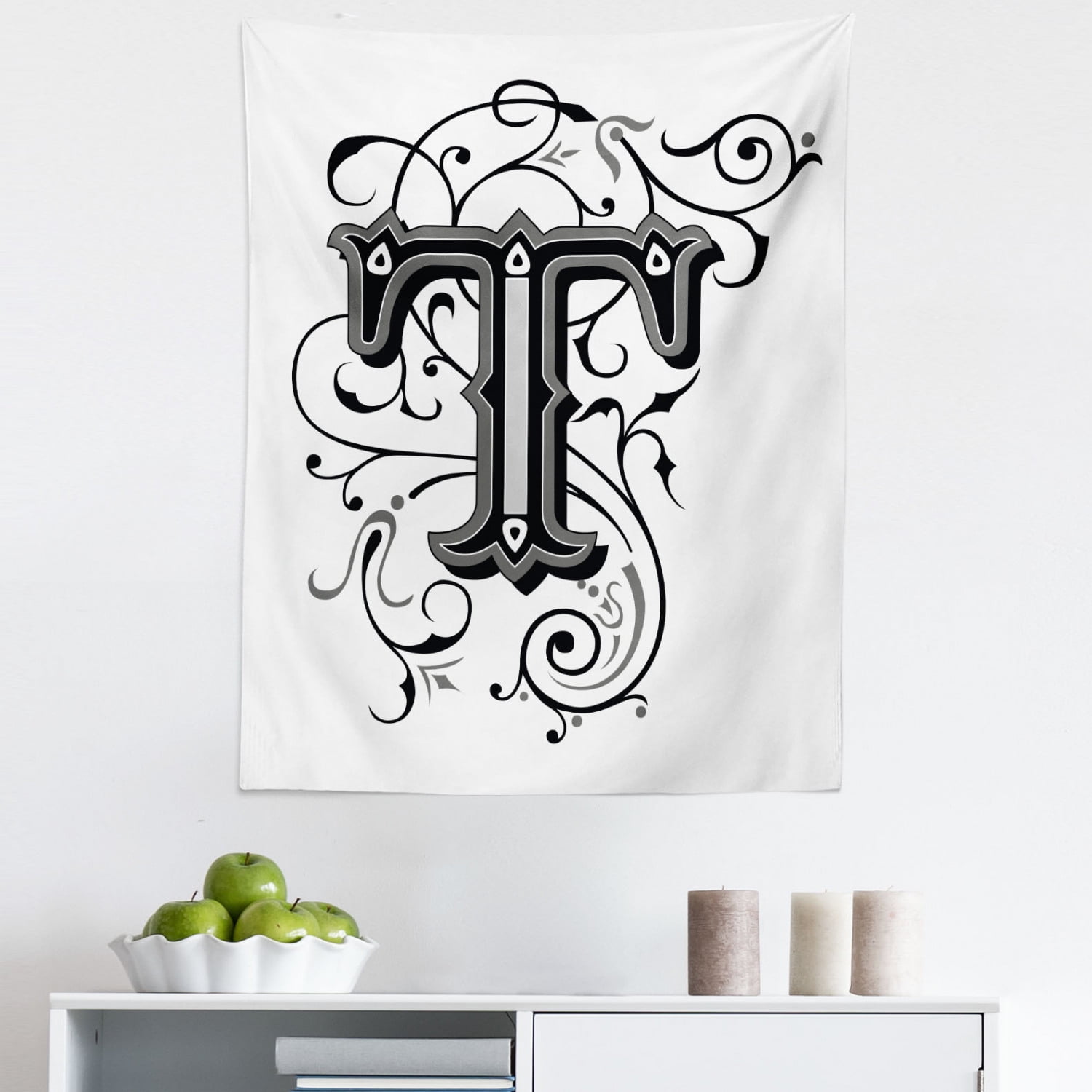 Letter T Tapestry, Symmetrical Uppercase Letter in Renaissance Art ...